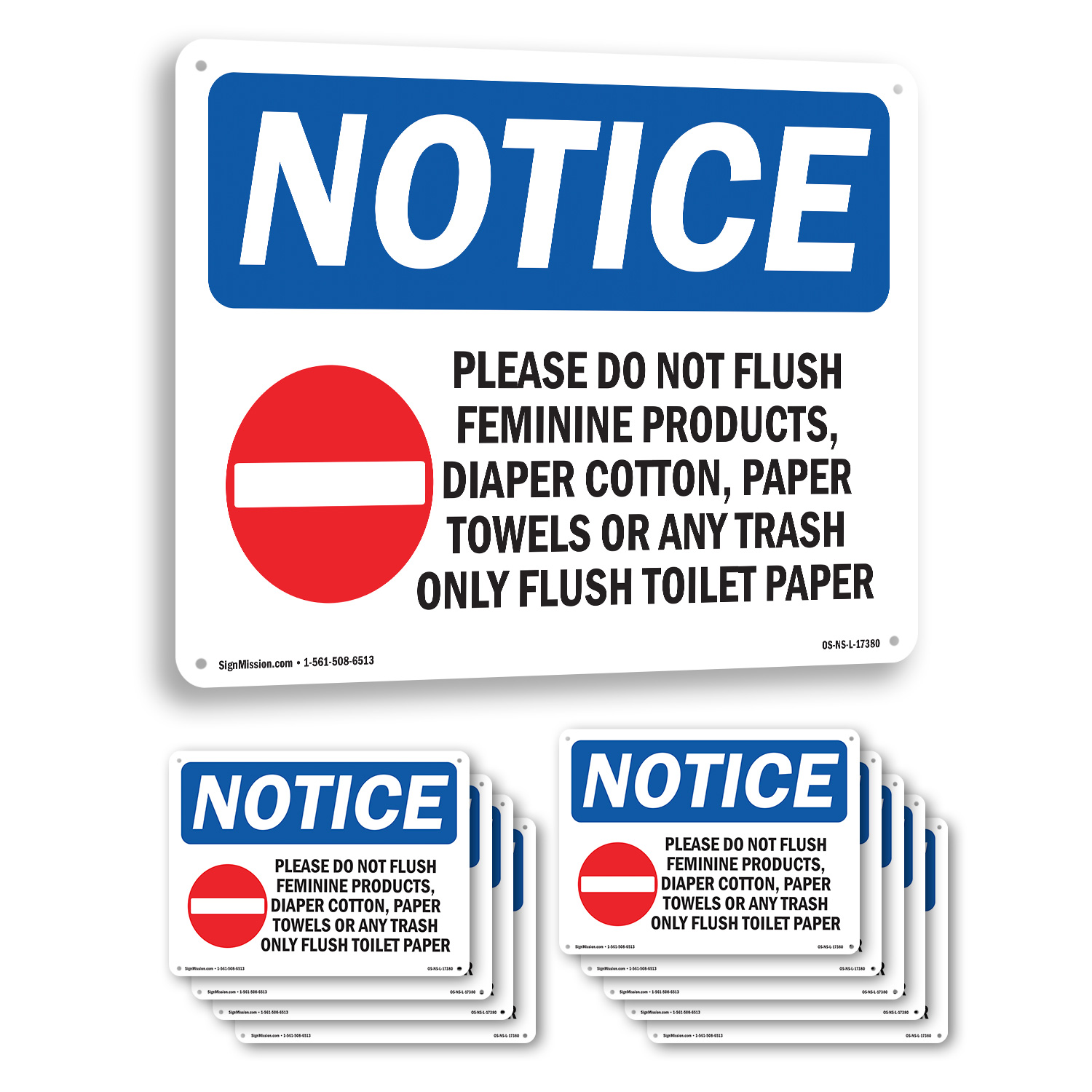 Please Do Not Flush Feminine OSHA Notice Aluminum Sign 24 Inch x 18 ...