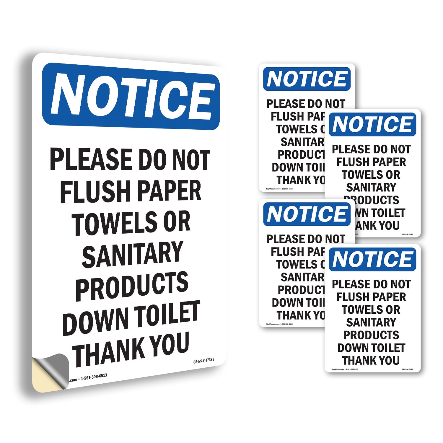 Please Do Not Flush Paper Towels OSHA Notice Vinyl Decal Label 18 Inch ...