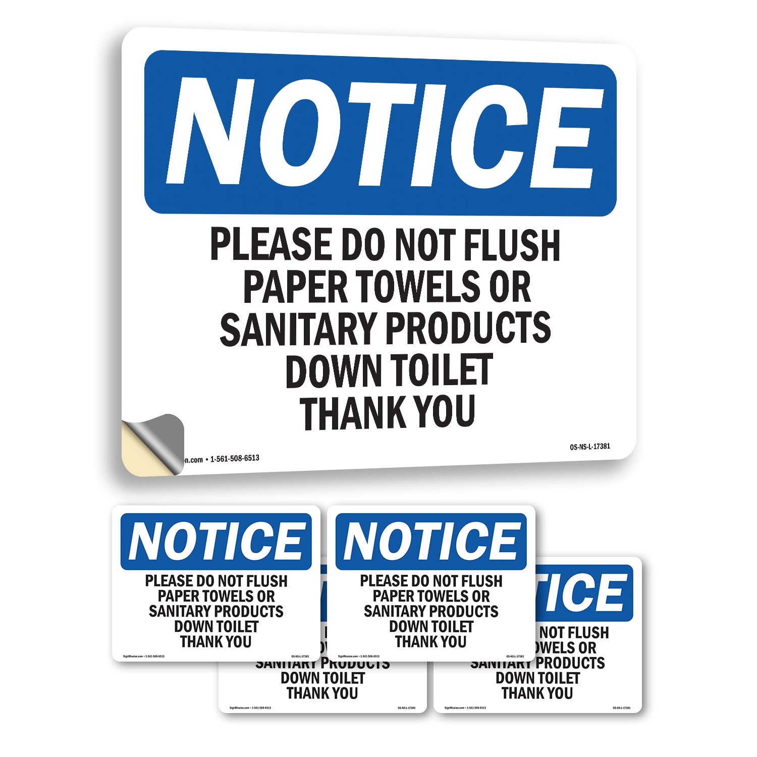 Please Do Not Flush Paper Towels Or Sanitary OSHA Notice Vinyl Decal ...
