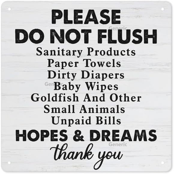 Please Do Not Flush Sanitary Products Sign Decor Bathroom Signs Sayings ...