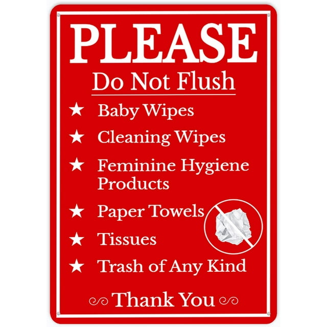 Please Do Not Flush Signs Outdoor, Uv Printed Aluminum 12 X 8 In ...