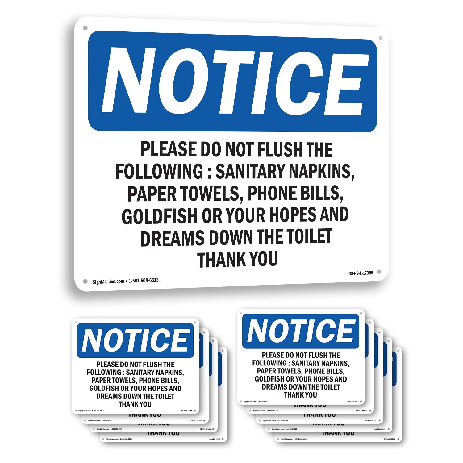 Please Do Not Flush The Following Sanitary OSHA Notice Aluminum Sign 10 ...
