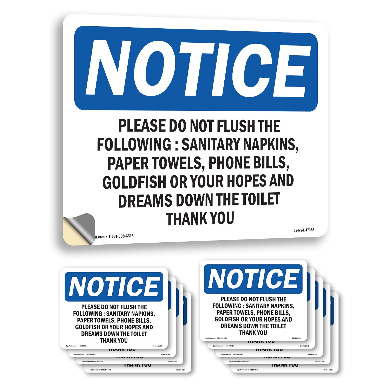 Please Do Not Flush The Following Sanitary OSHA Notice Vinyl Decal ...