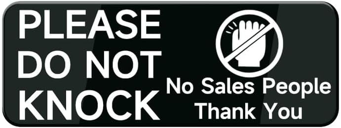 Please Do Not Knock No Sales People Thank You Sign, 10"X3" Acrylic ...