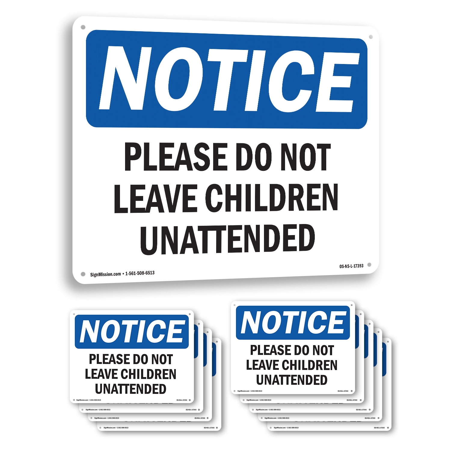 Please Do Not Leave Children Unattended OSHA Notice Rigid Plastic Sign ...