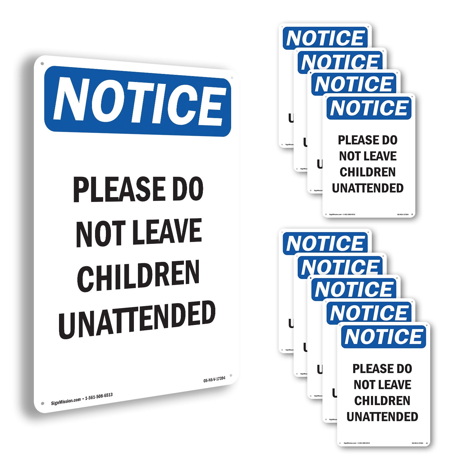 Please Do Not Leave Children Unattended OSHA Notice Rigid Plastic Sign ...