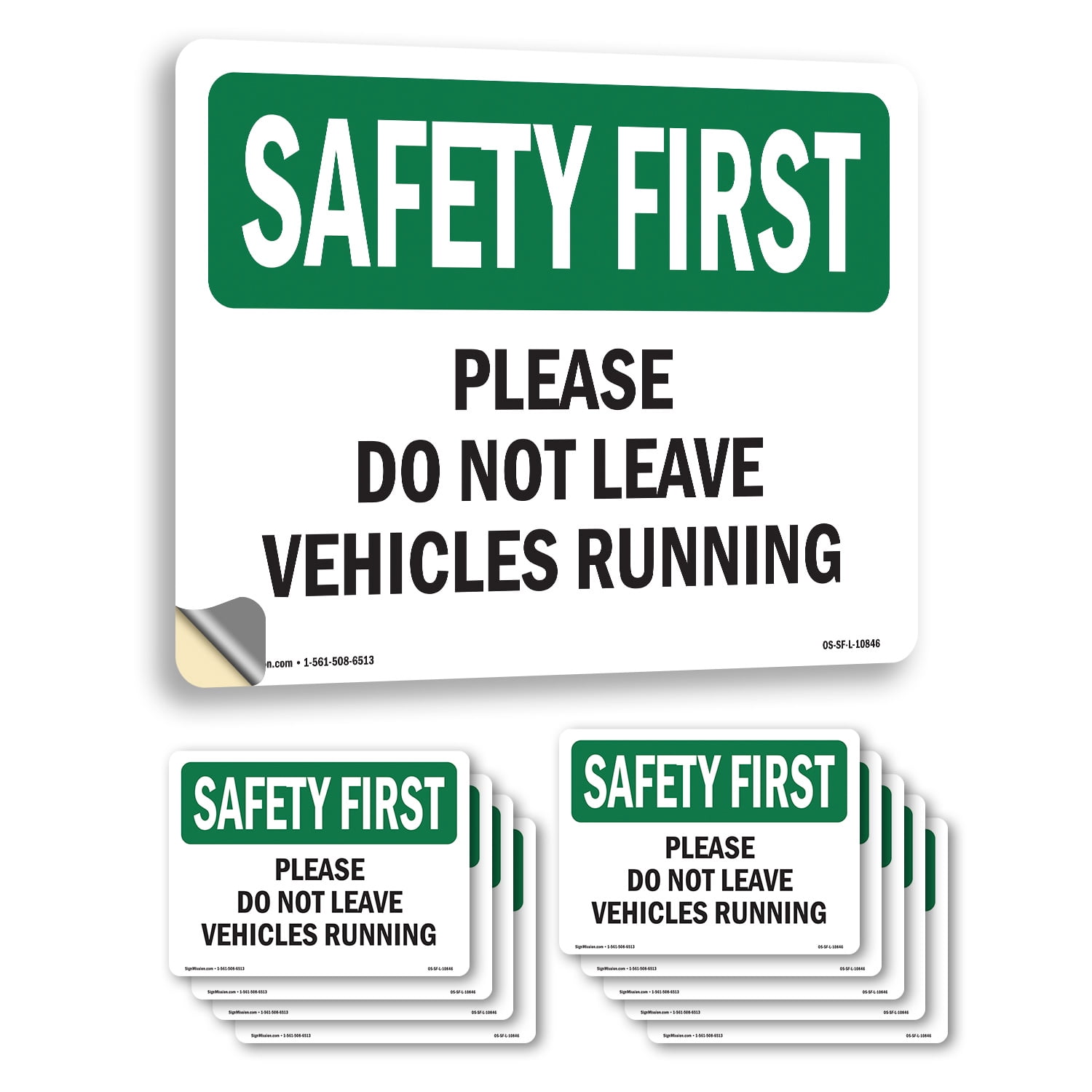 Please Do Not Leave Vehicles Running OSHA SAFETY FIRST Vinyl Decal ...
