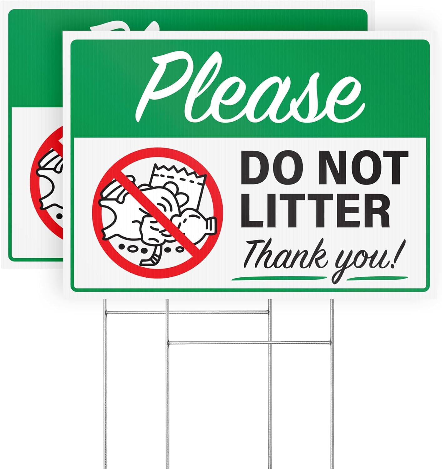 Please Do Not Litter Yard Signs with H-Frame Stakes, 14" x 10 ...