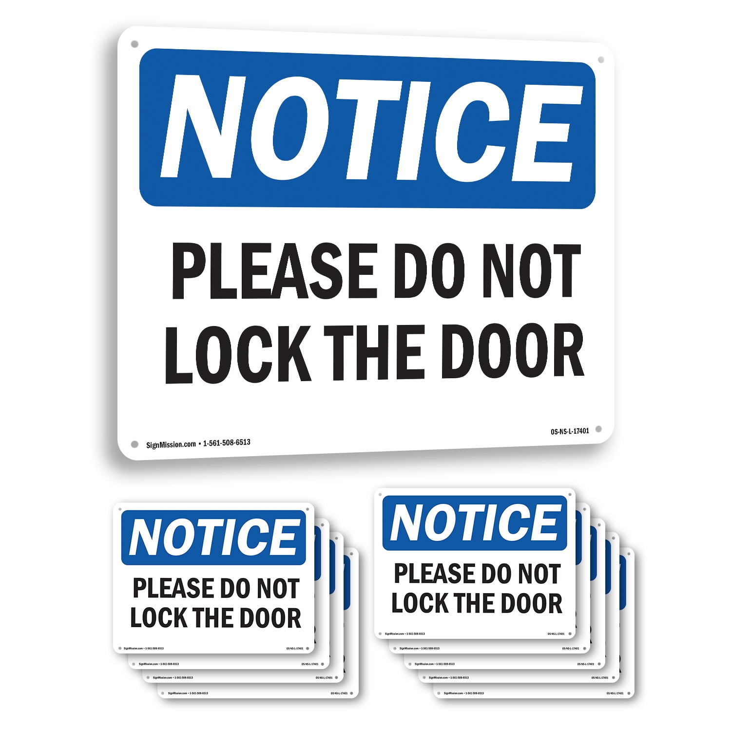 Please Do Not Lock The Door OSHA Notice Rigid Plastic Sign 24 Inch x 18 ...