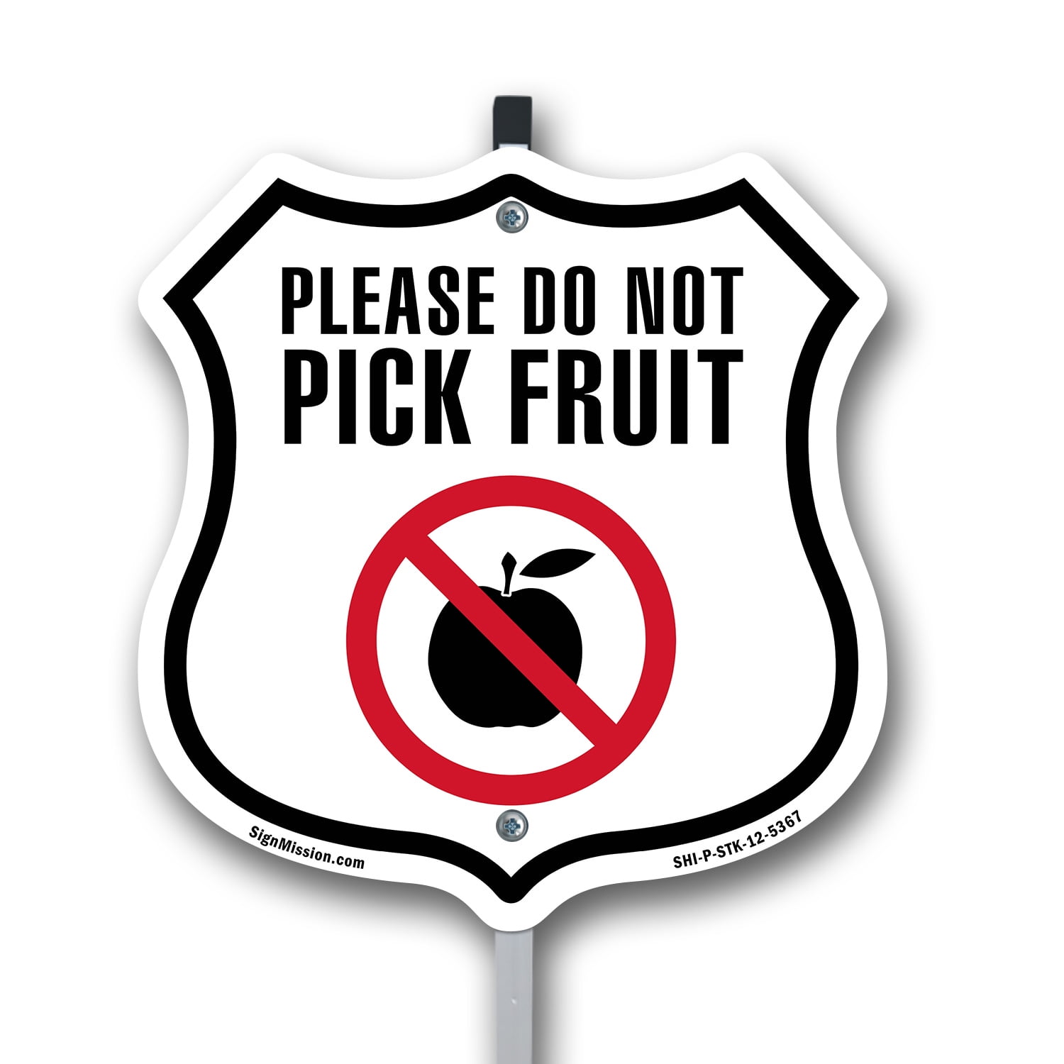 Please Do Not Pick Fruit 12 inch X 12 inch Shield Shaped Rust-Free ...