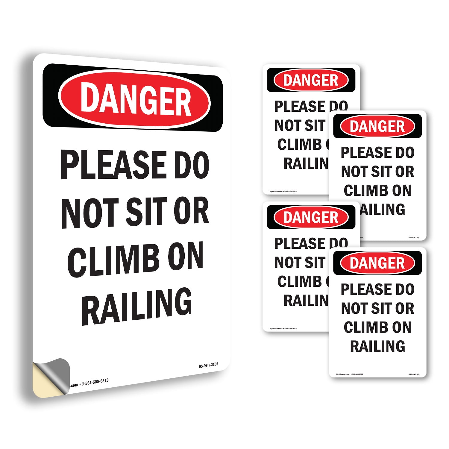 Please Do Not Sit Or Climb On Railing OSHA Danger Vinyl Decal Label 10 ...