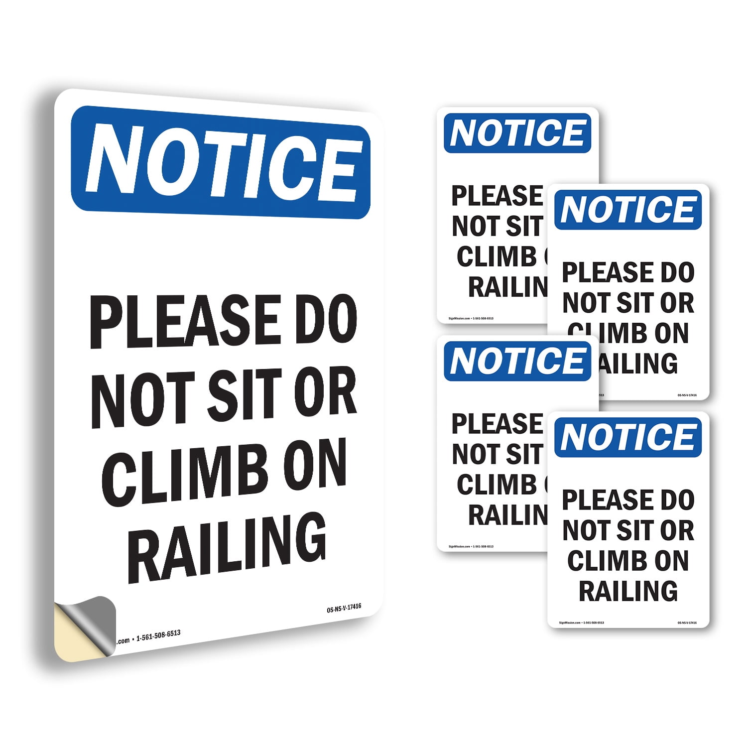 Please Do Not Sit Or Climb On Railing OSHA Notice Vinyl Decal Label 10 ...