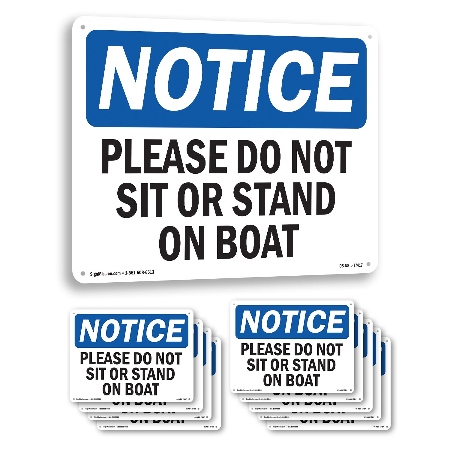 Please Do Not Sit Or Stand On Boat OSHA Notice Aluminum Sign 24 Inch x ...