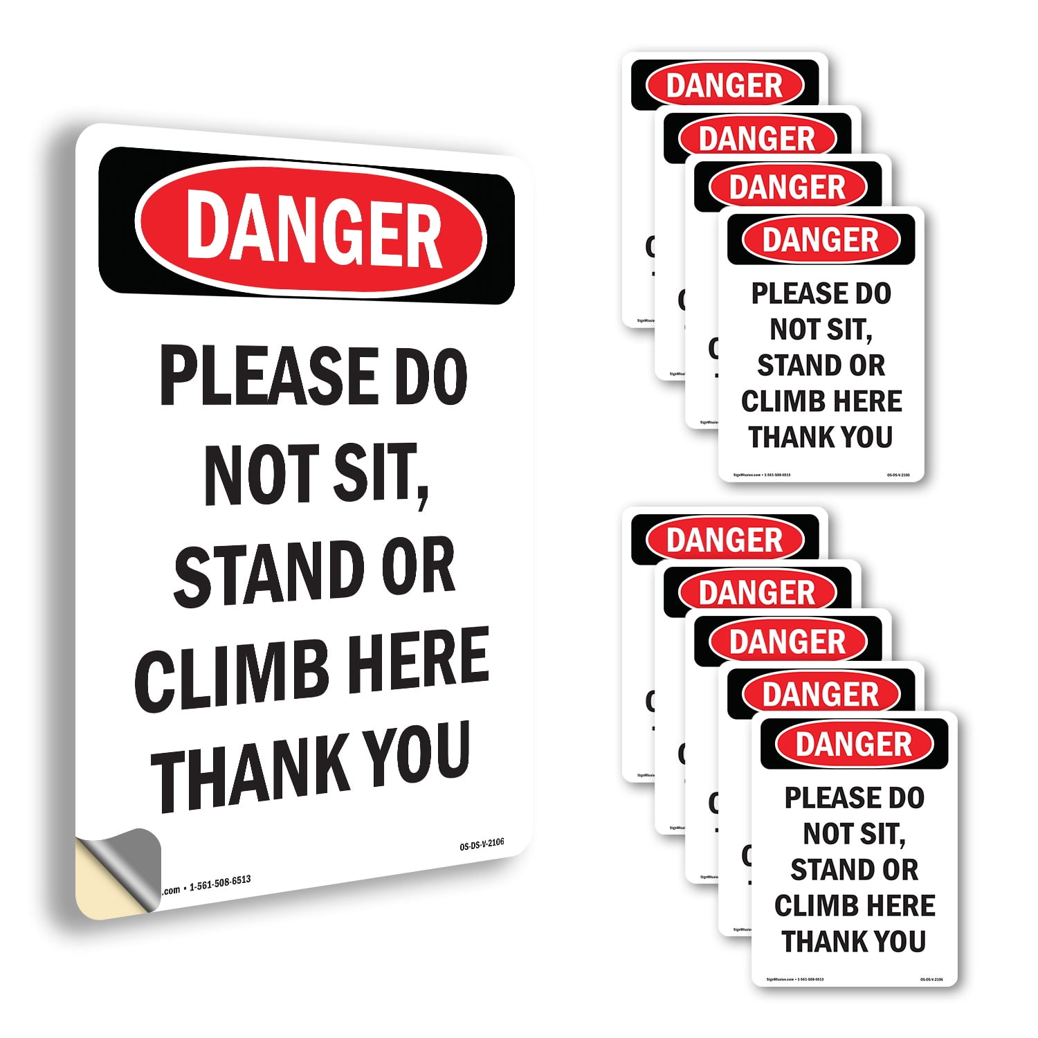 Please Do Not Sit Stand Or Climb OSHA Danger Vinyl Decal Label 24 Inch ...