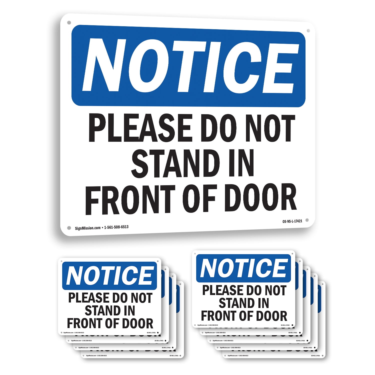 Please Do Not Stand In Front Of Door OSHA Notice Rigid Plastic Sign 10 ...
