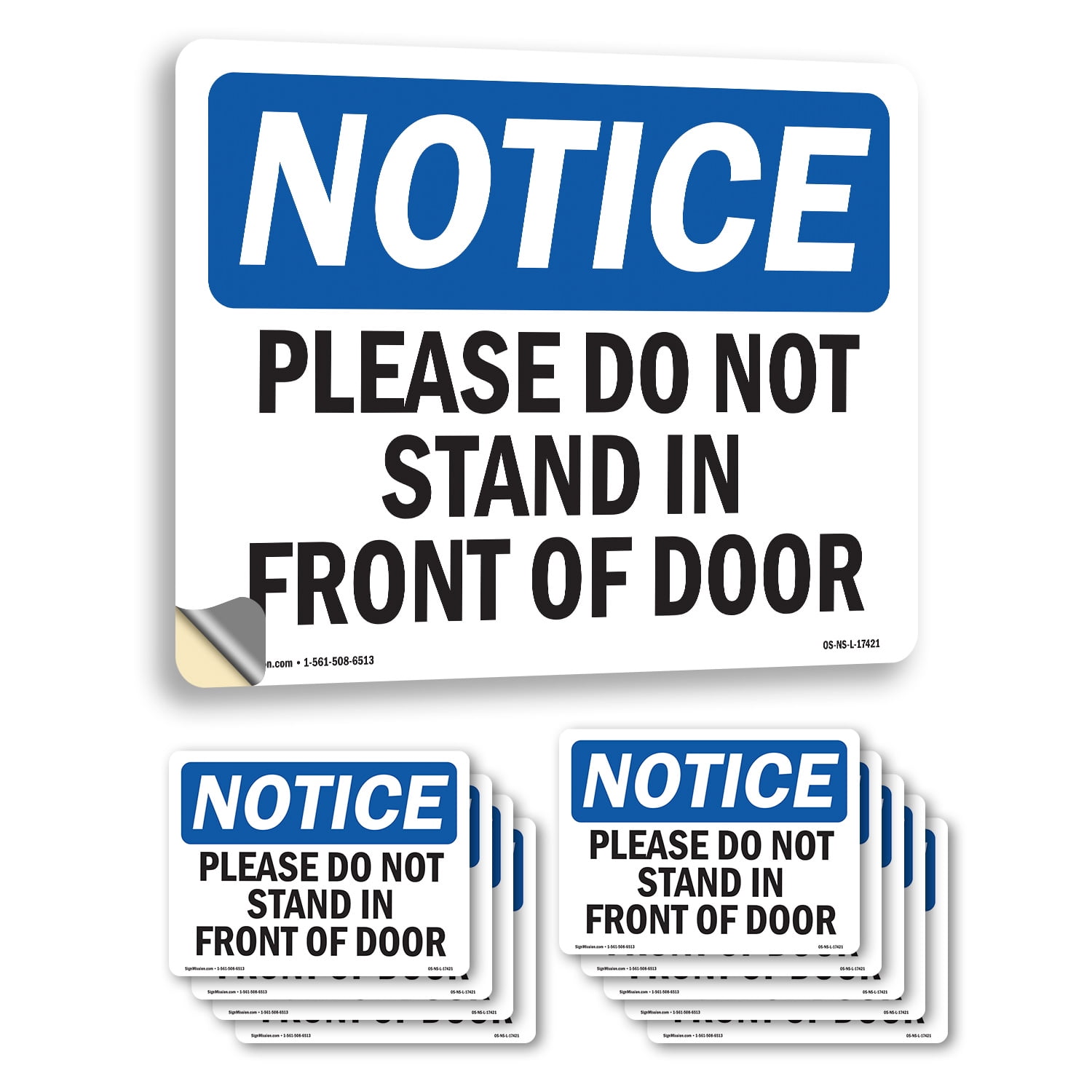 Please Do Not Stand In Front Of Door OSHA Notice Vinyl Decal Label 10 ...