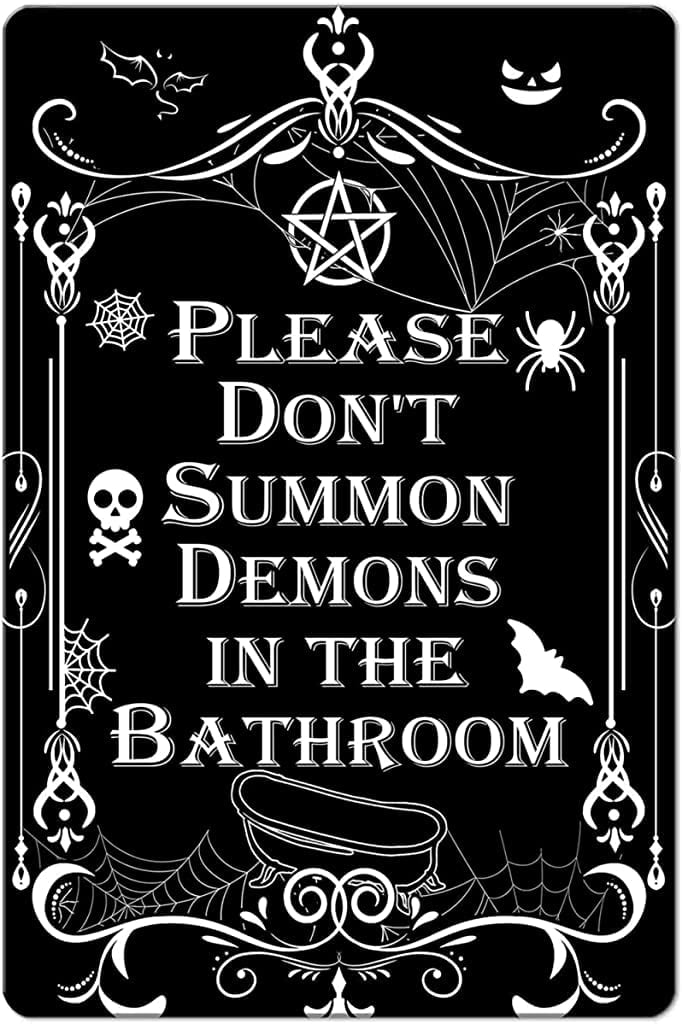 Please Do Not Summon Demons in The Bathroom Sign Funny Dark Humor Goth ...