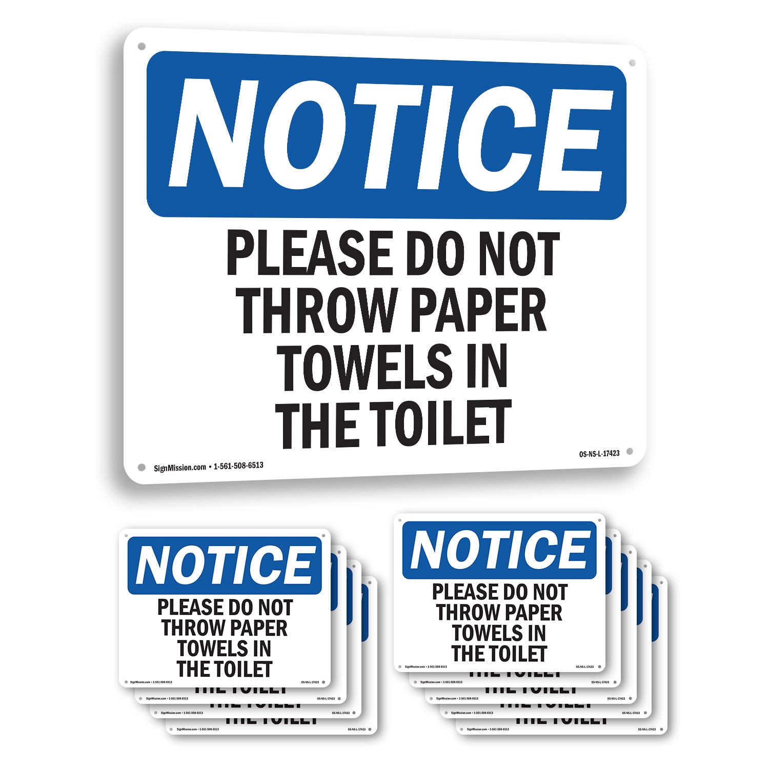 Please Do Not Throw Paper Towels In The Toilet OSHA Notice Aluminum ...