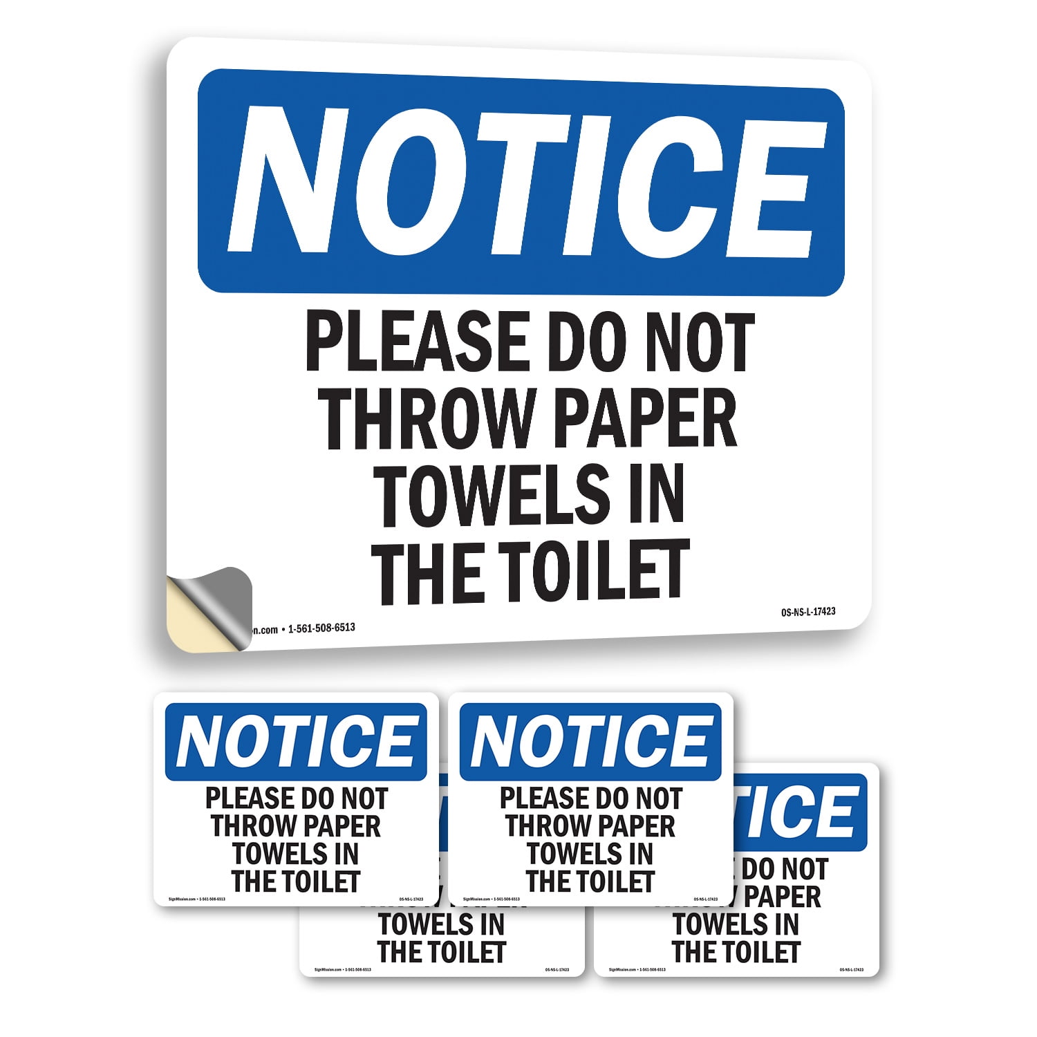 Please Do Not Throw Paper Towels In The Toilet OSHA Notice Vinyl Decal ...