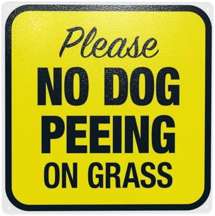 Please No Dog Peeing On Grass Warning Sign, No Dog Poop Metal Signs for ...
