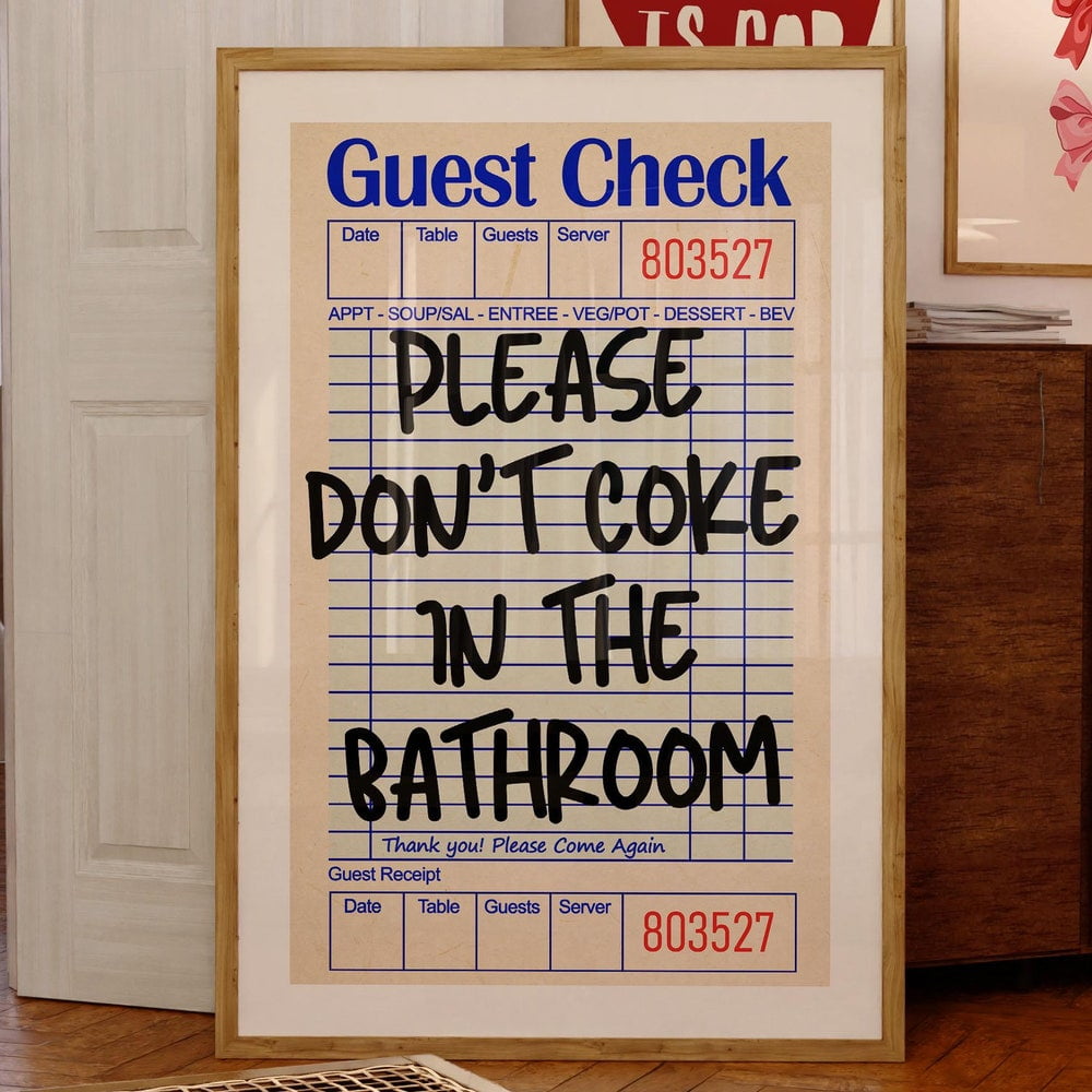 Please Don'T Coke In The Bathroom, Digital Guest Check Poster, Trendy Wall Art, Preppy Print ...