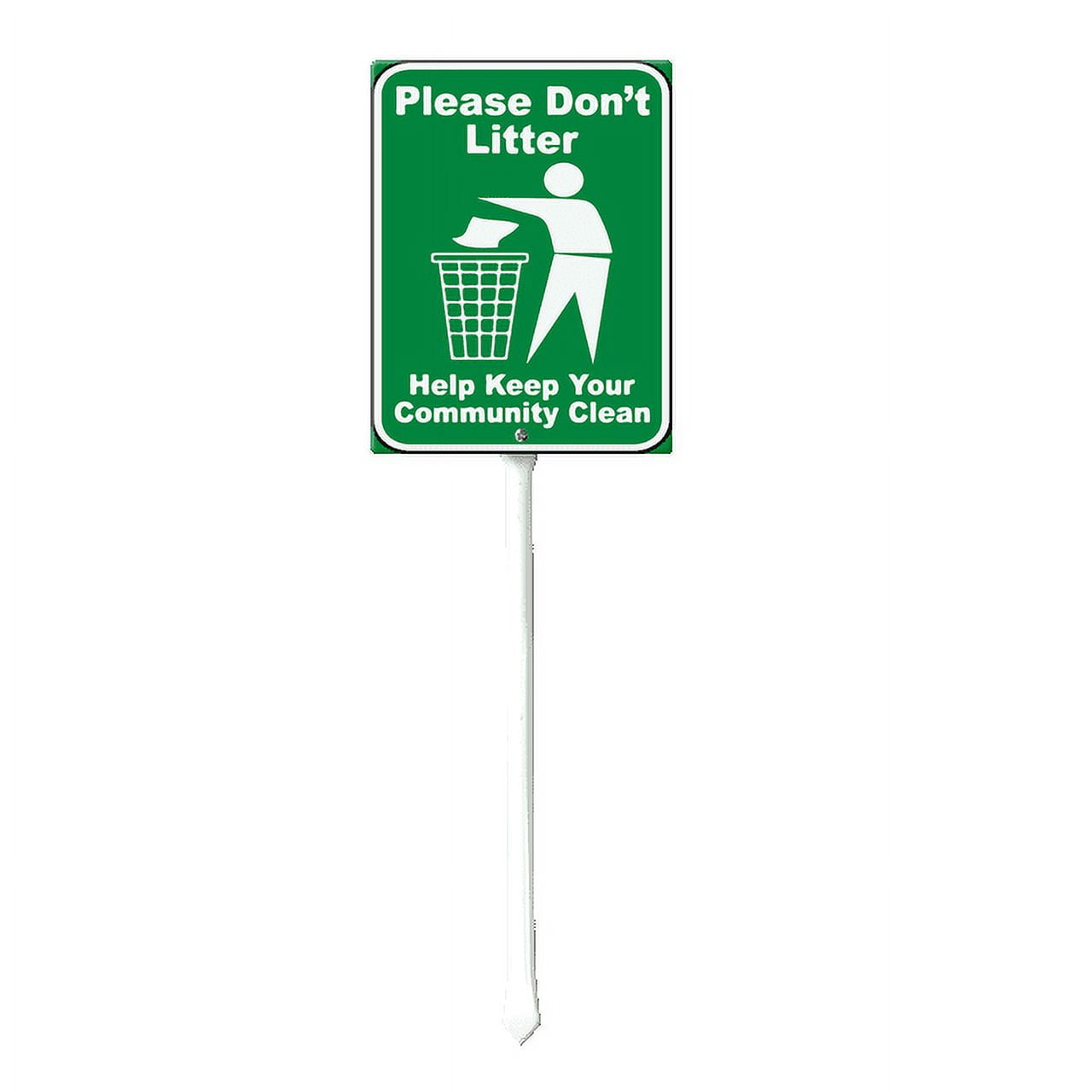 Please Don't Litter Sign With Metal Stake, 7" x 21.6" Aluminum Yard ...