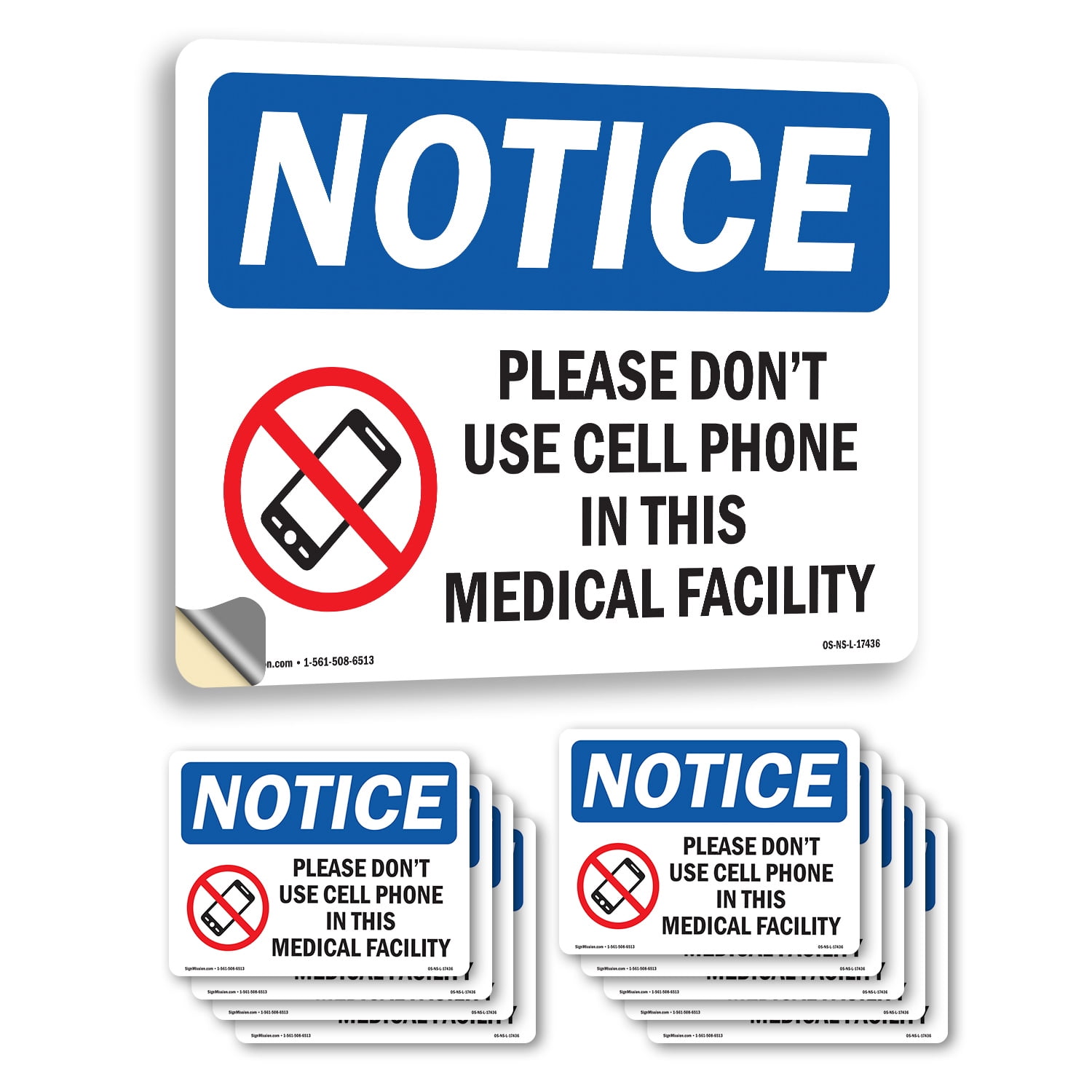 Please Don't Use Cell Phone With Symbol OSHA Notice Vinyl Decal Label ...