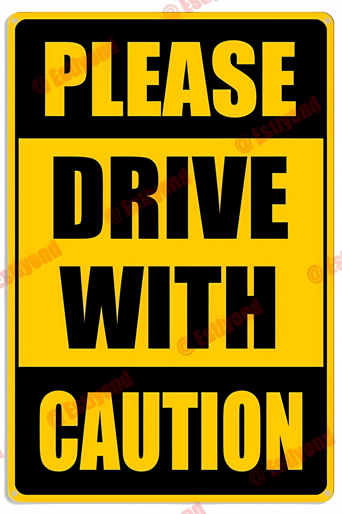 Please Drive with Caution Aluminum Sign - 8"x12", Caution Warning Decor ...