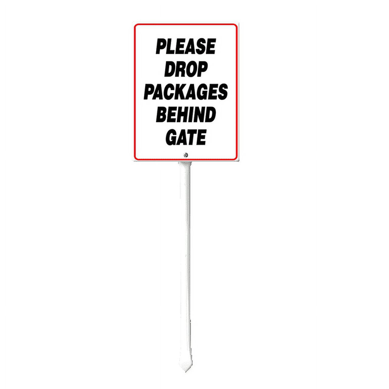 Please Drop Packages Behind Gate Sign With Metal Stake, 7" x 21.6 ...