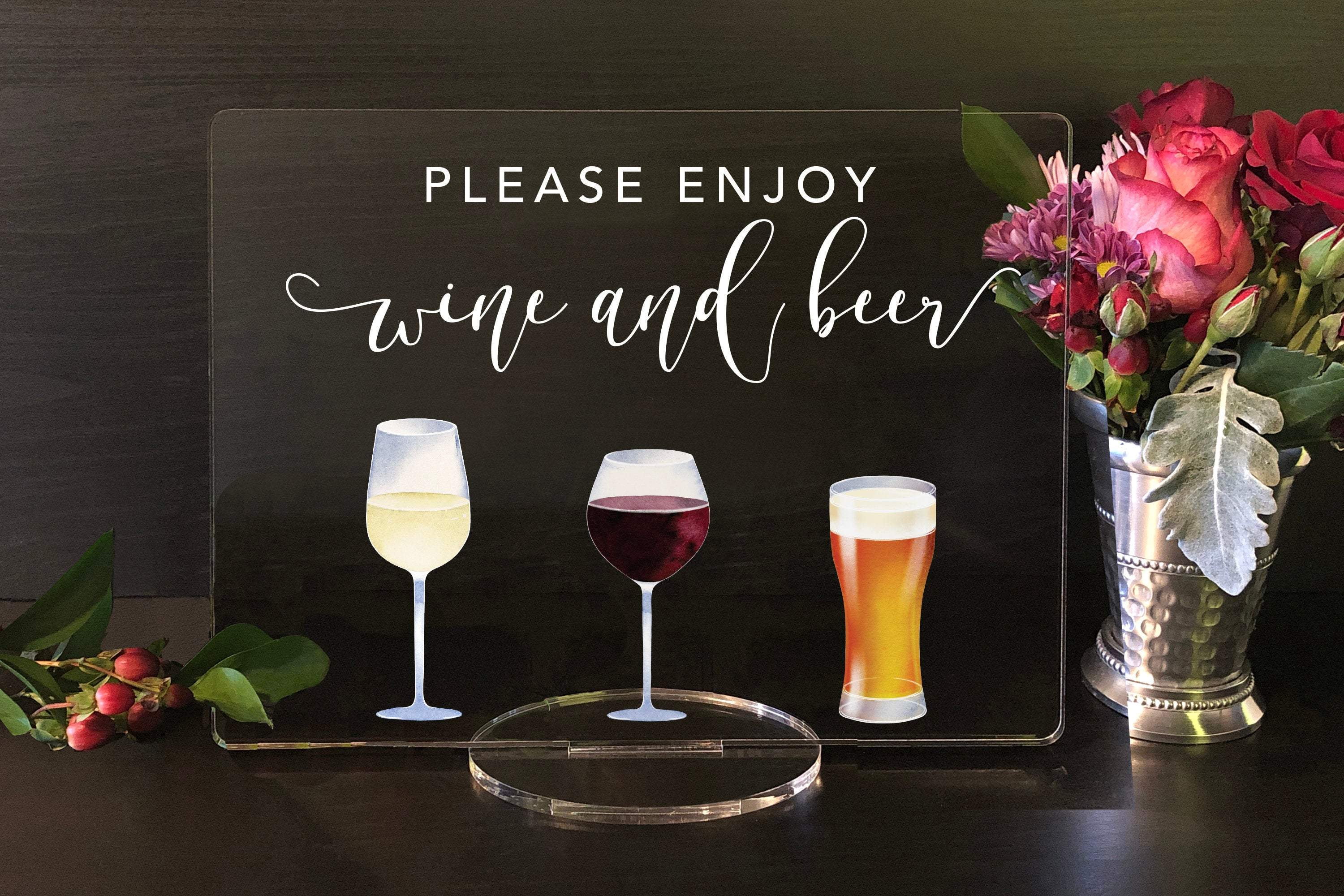 Please Enjoy Wine and Beer - Open Bar Sign - Open Bar for Wedding, Bar ...