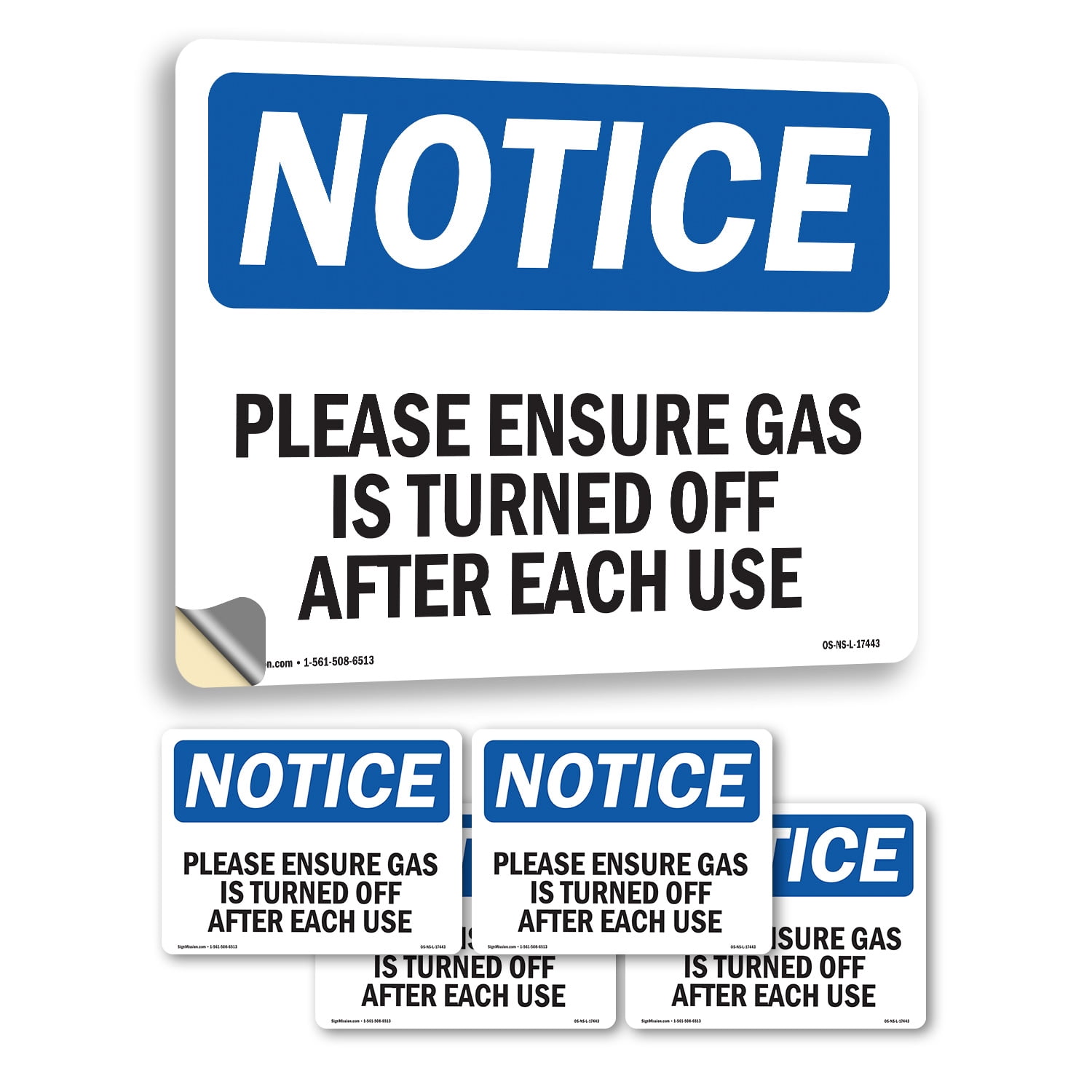 Please Ensure Gas Is Turned Off After Each Use OSHA Notice Vinyl Decal ...