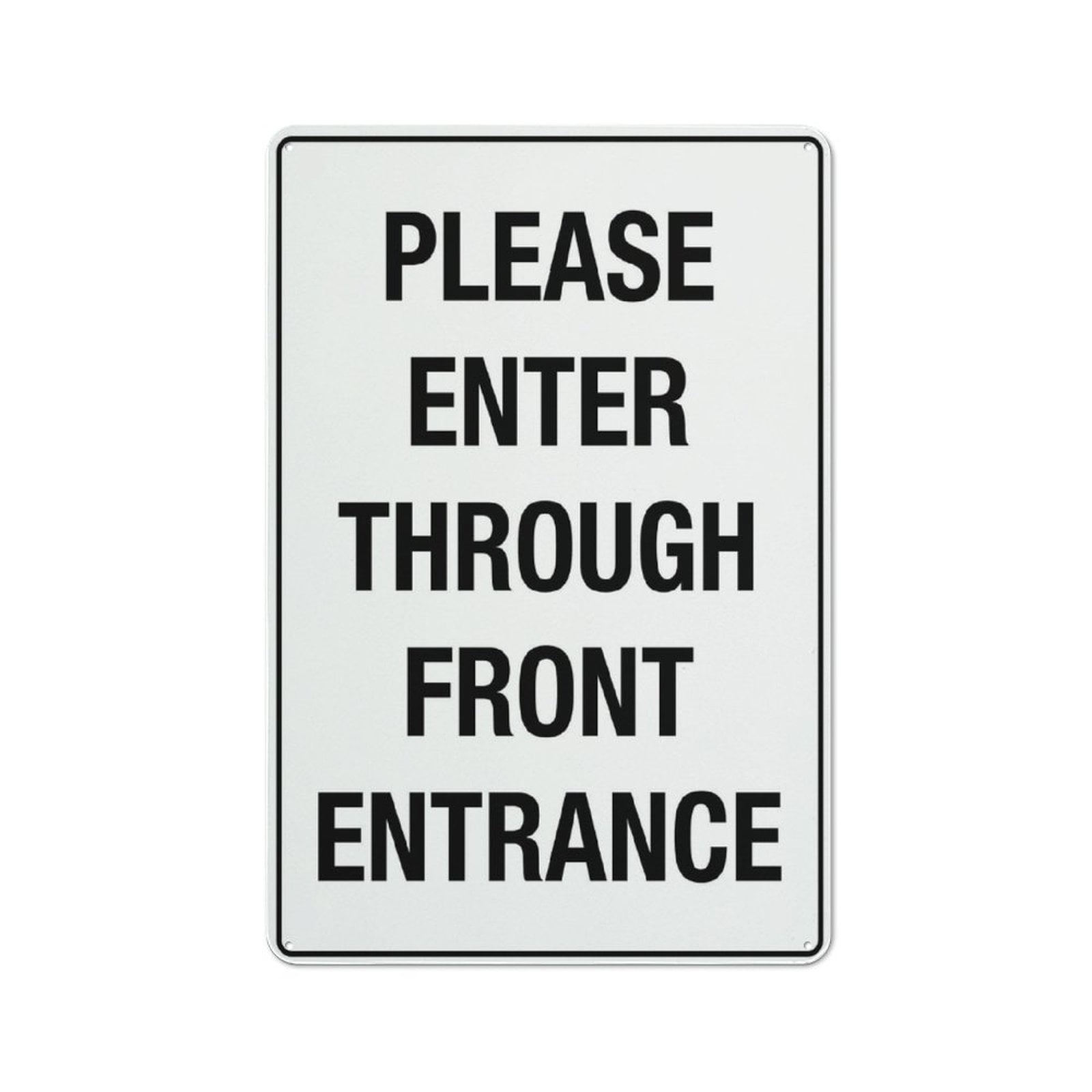 Please Enter Through Front Entrance Sign 12X8 Inches Metal Aluminum ...