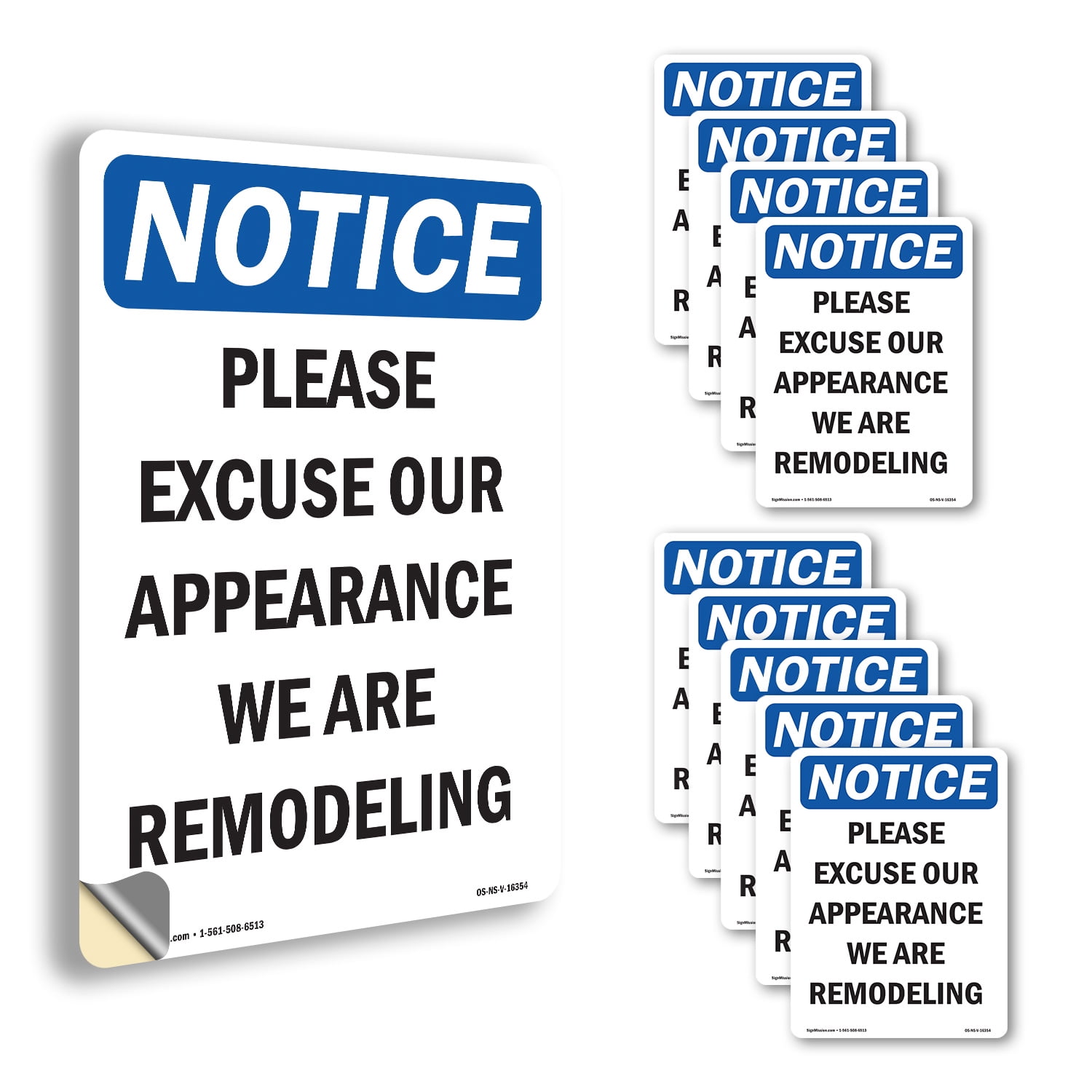 Please Excuse Our Appearance Remodeling OSHA Notice Vinyl Decal Label ...