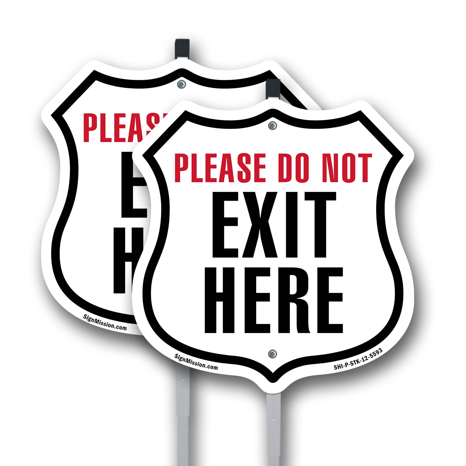 Please Do Not Exit Here (2 Pack) 12 inch X 12 inch Shield Shaped Rust ...