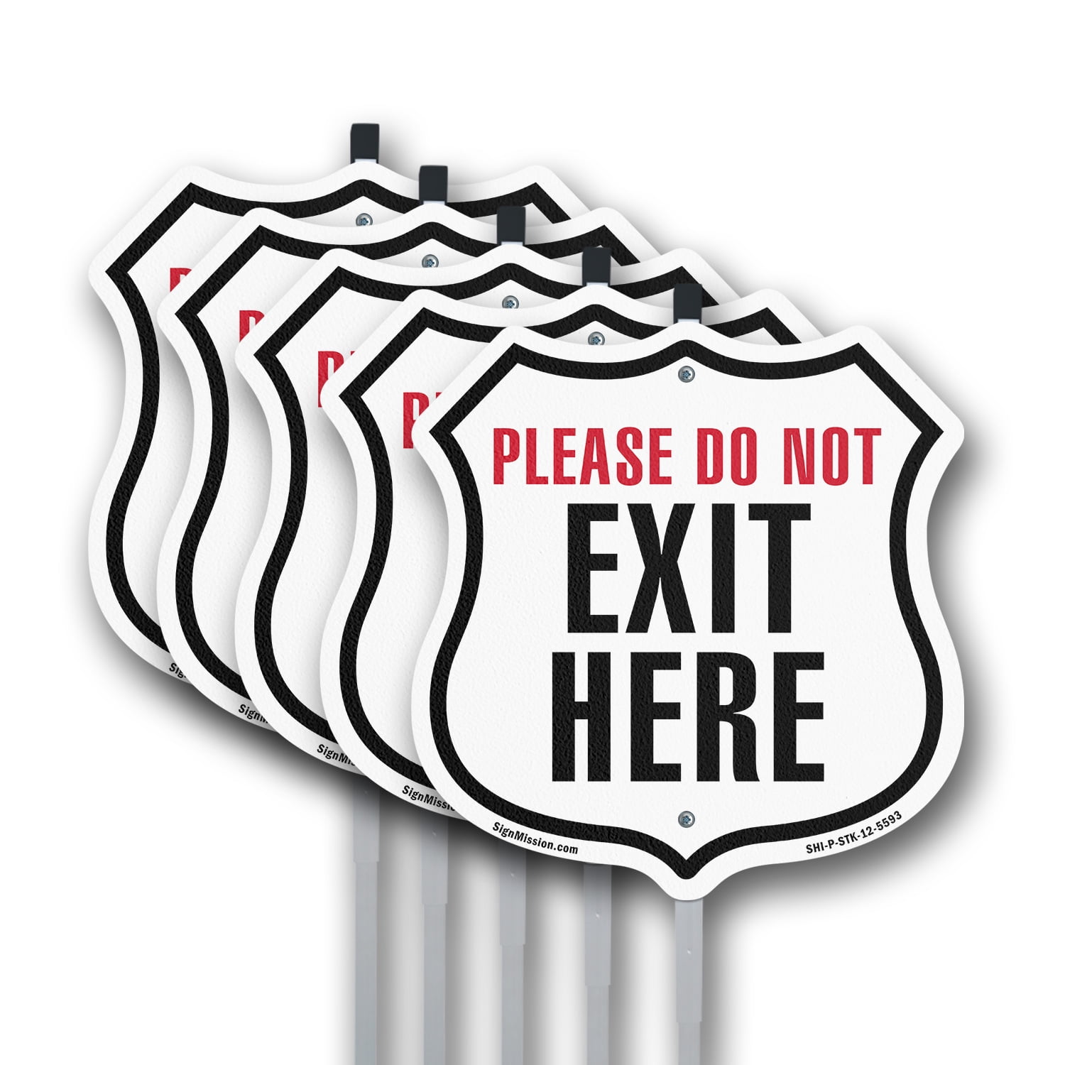 Please Do Not Exit Here (5 Pack) 12 inch X 12 inch Shield Shaped ...