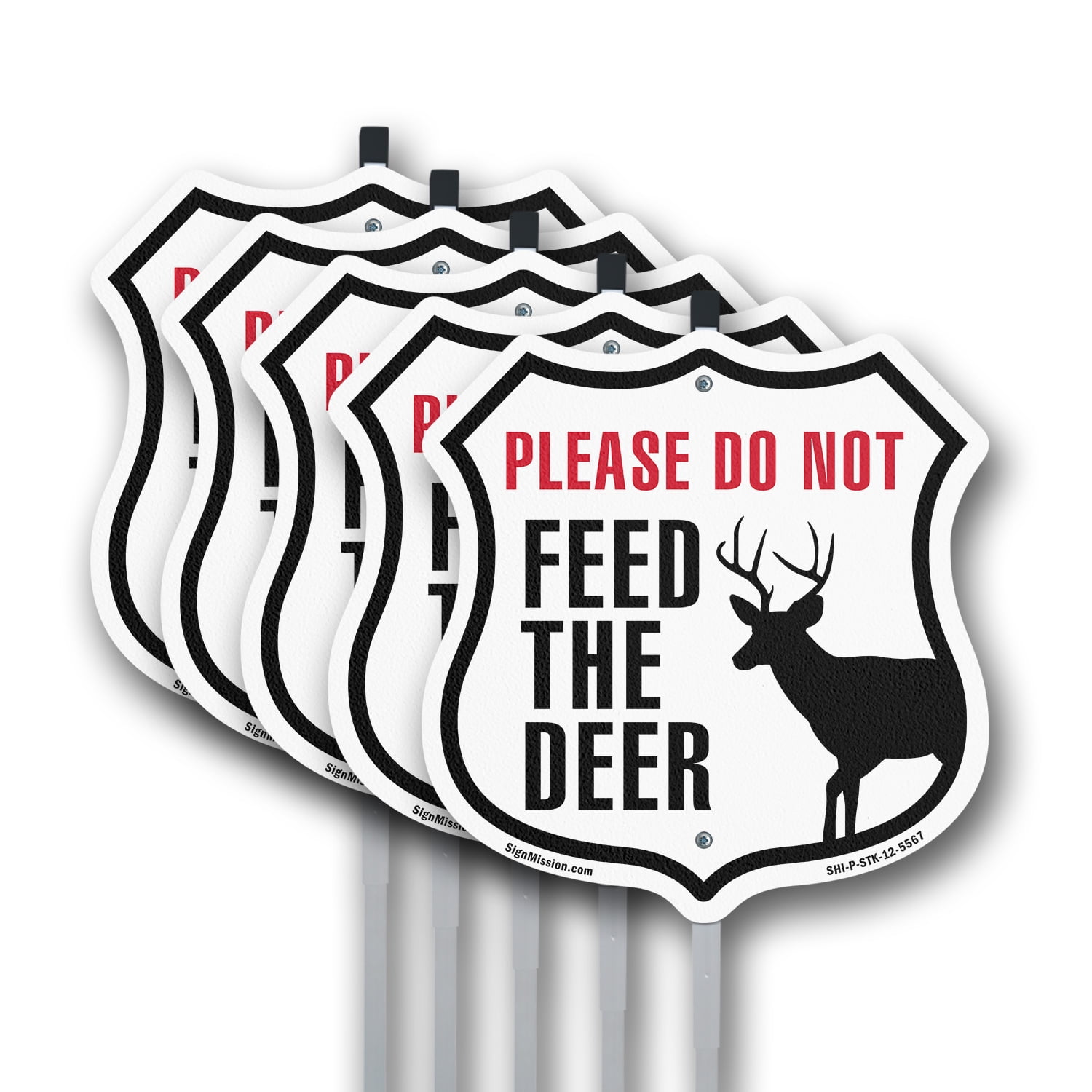 Please Do Not Feed The Deer (5 Pack) 12 inch X 12 inch Shield Shaped ...