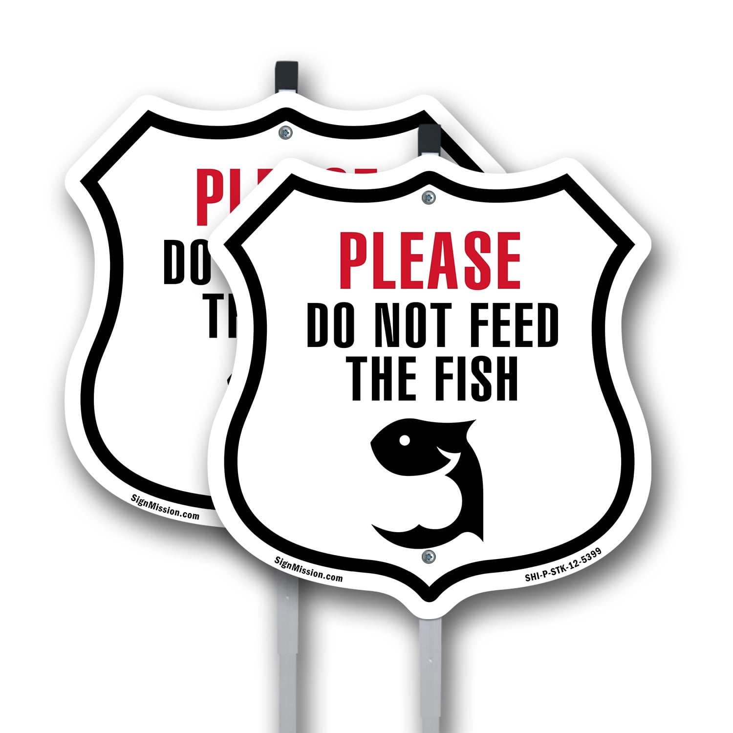 Please Do Not Feed The Fish (2 Pack) 12 inch X 12 inch Shield Shaped ...