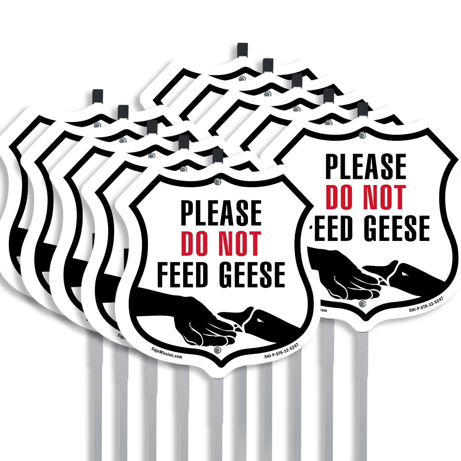 Please Do Not Feed The Geese (10 Pack) 12 inch X 12 inch Shield Shaped ...