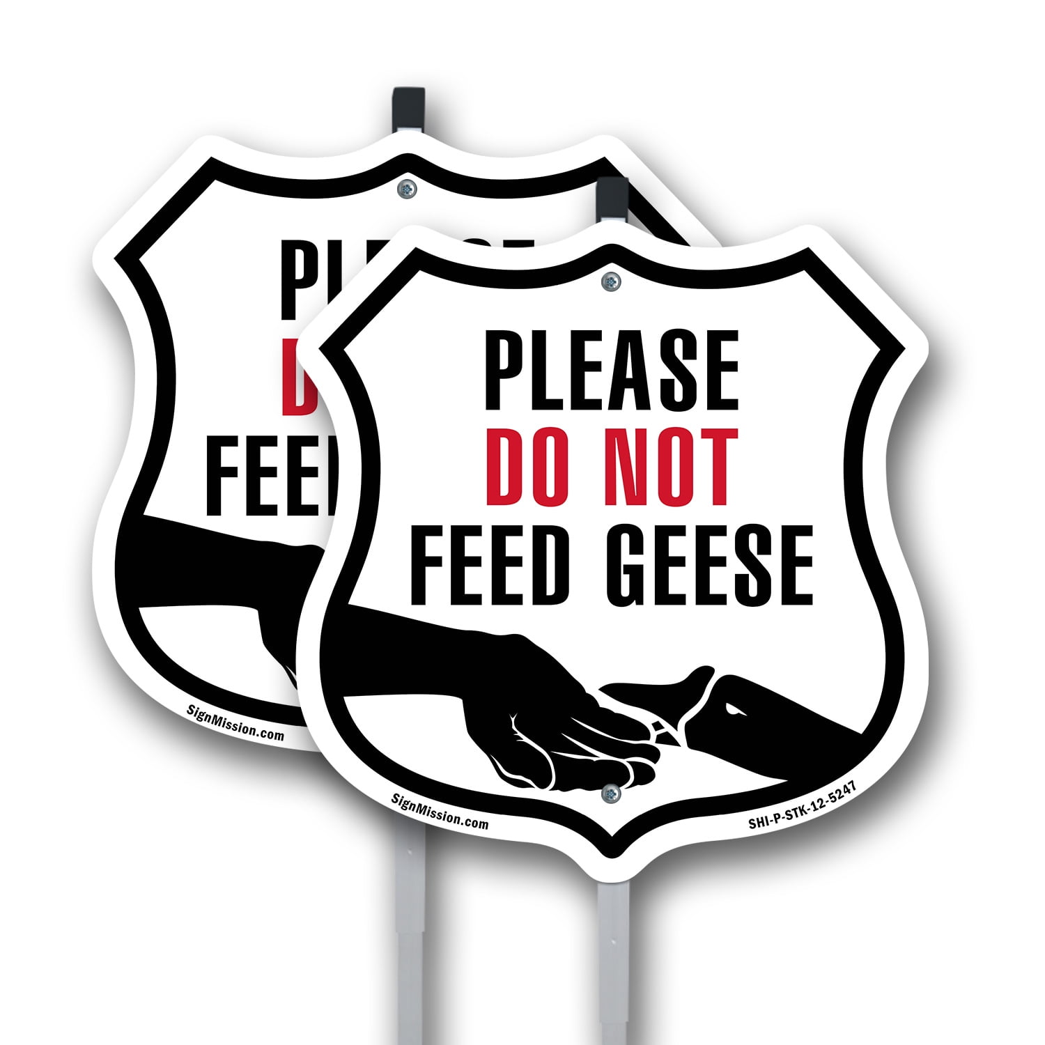Please Do Not Feed The Geese (2 Pack) 12 inch X 12 inch Shield Shaped ...