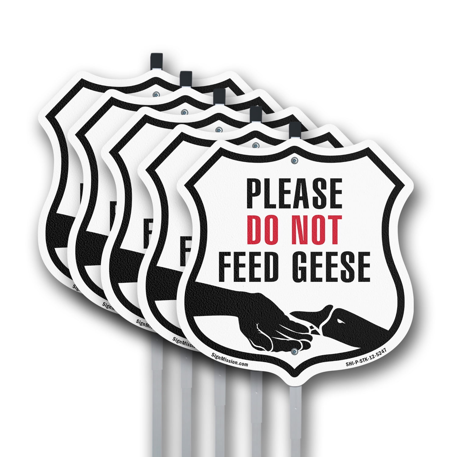 Please Do Not Feed The Geese (5 Pack) 12 inch X 12 inch Shield Shaped ...