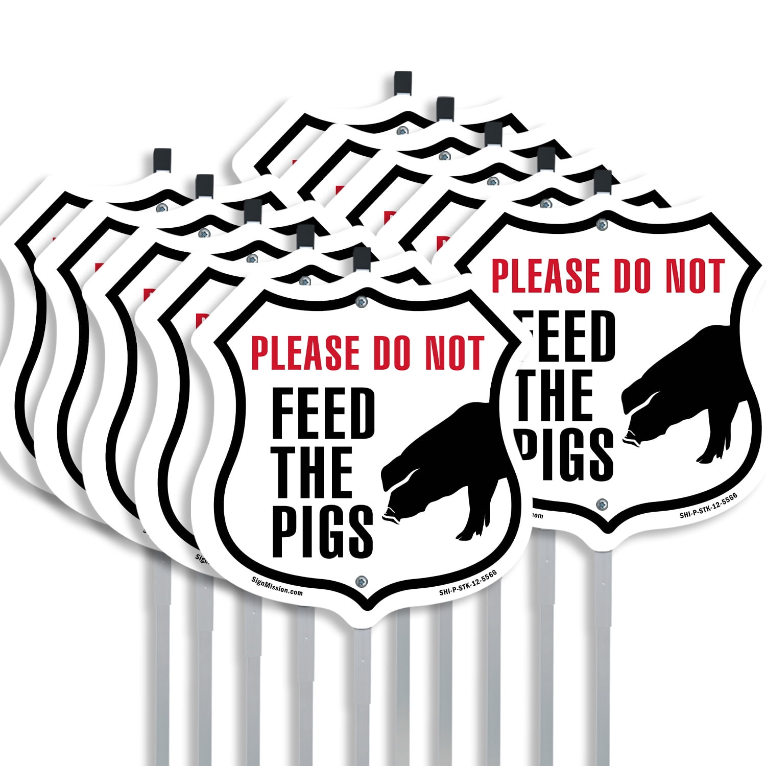 Please Do Not Feed The Pigs (10 Pack) 12 inch X 12 inch Shield Shaped ...
