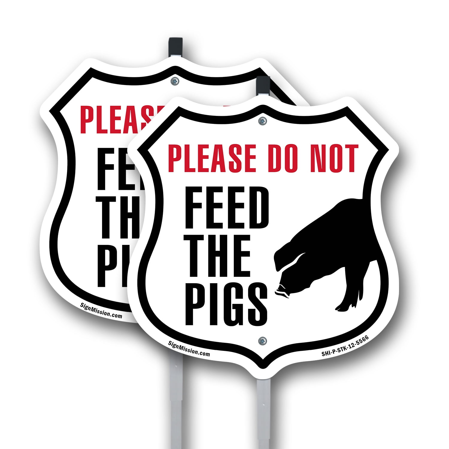Please Do Not Feed The Pigs (2 Pack) 12 inch X 12 inch Shield Shaped ...