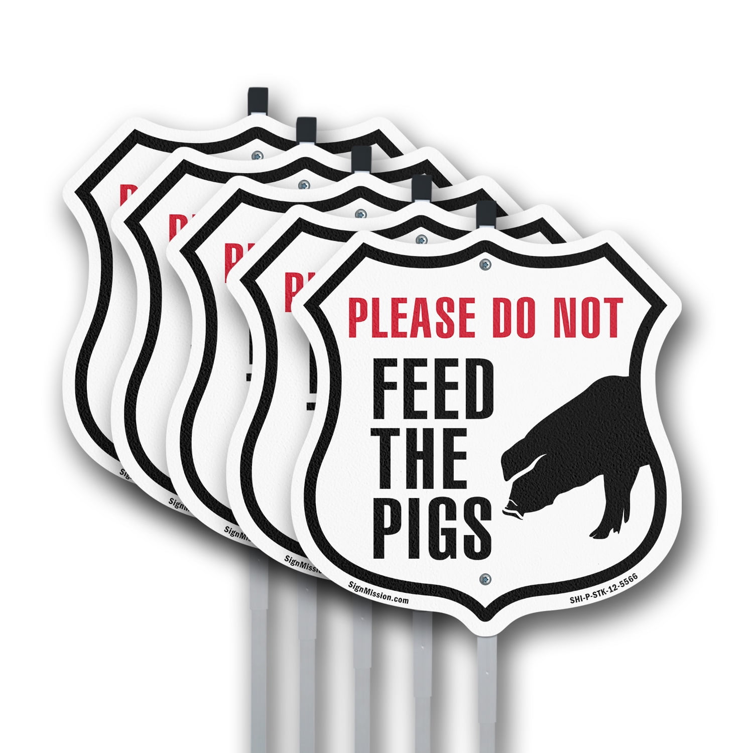 Please Do Not Feed The Pigs (5 Pack) 12 inch X 12 inch Shield Shaped ...