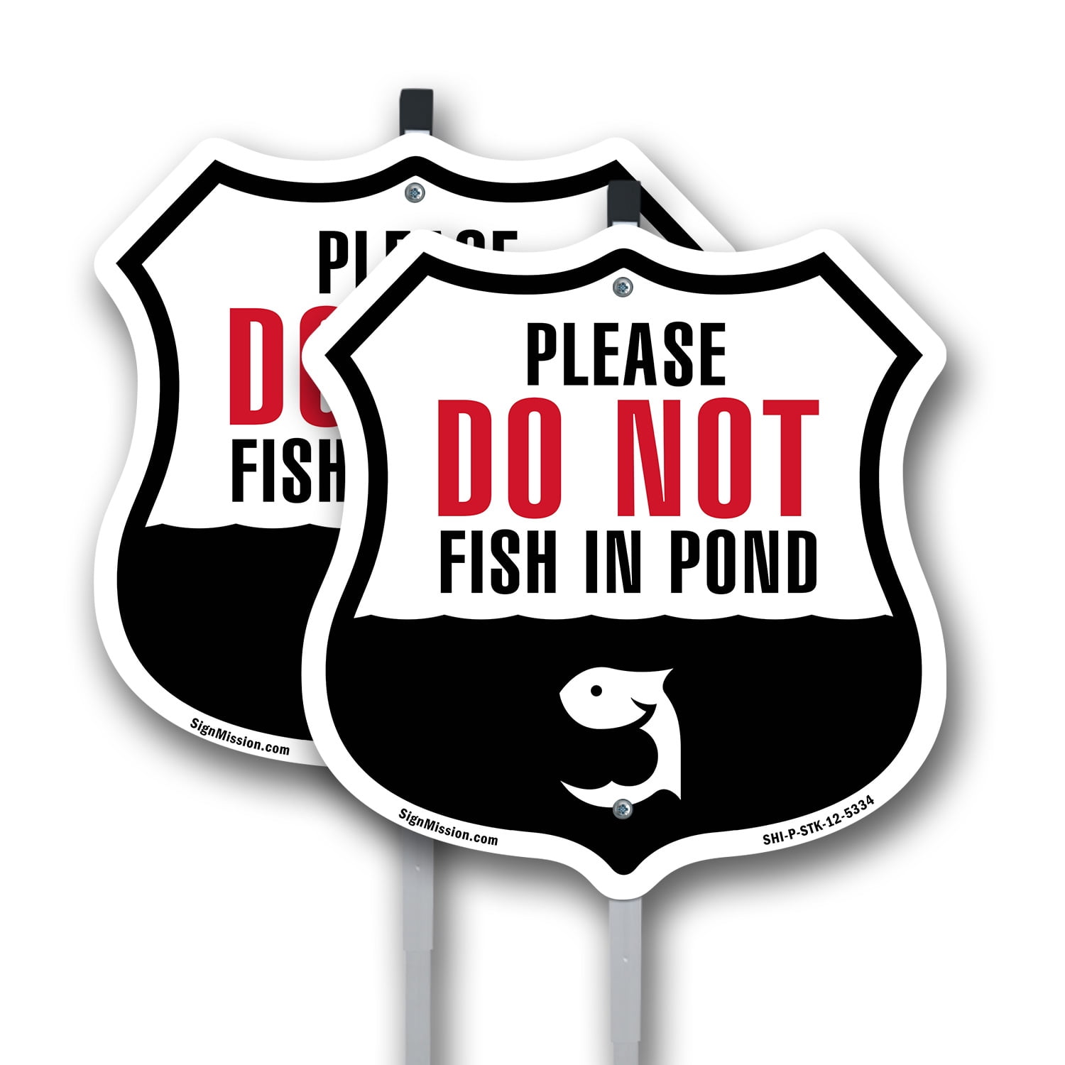 Please Do Not Fish In Pond (2 Pack) 12 inch X 12 inch Shield Shaped ...