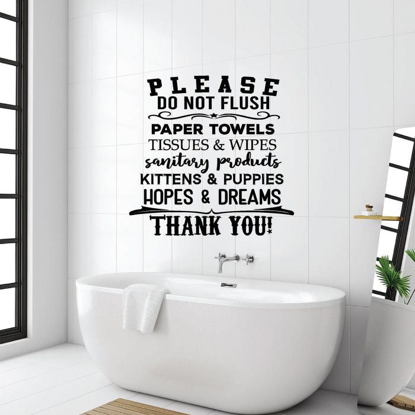 Please Do Not Flush Paper Towels - Bathroom Quotes Vinyl Wall Art ...