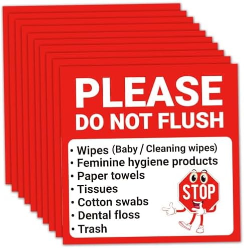 Please Do Not Flush Sign Stickers, 10 Pack Please Do Not Flush - Wipes ...