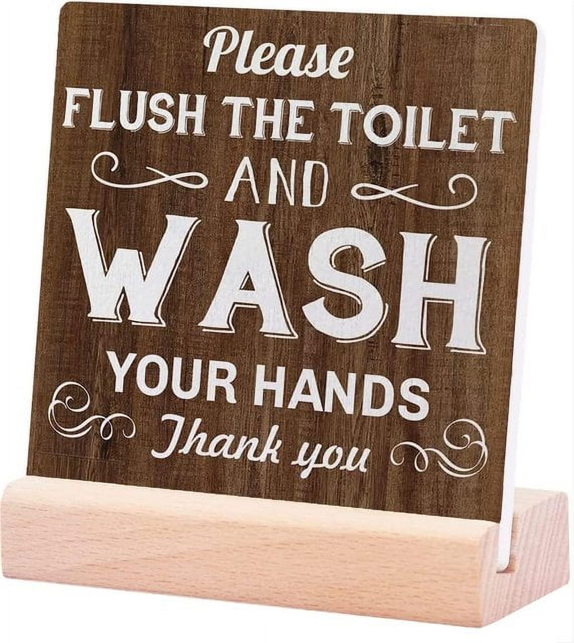 Please Flush The Toilet Table Sign Plaque Desk Decor, Bathroom Quote ...