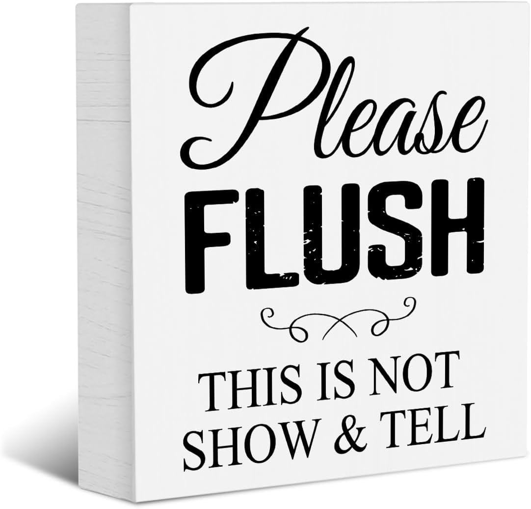 Please Flush This Wood Box Sign Block Plaque, Bathroom Theme Wood Box ...