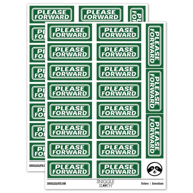 Please Forward Letter Mail Sticker Set - Dark Green - Gloss Finish - 2. ...