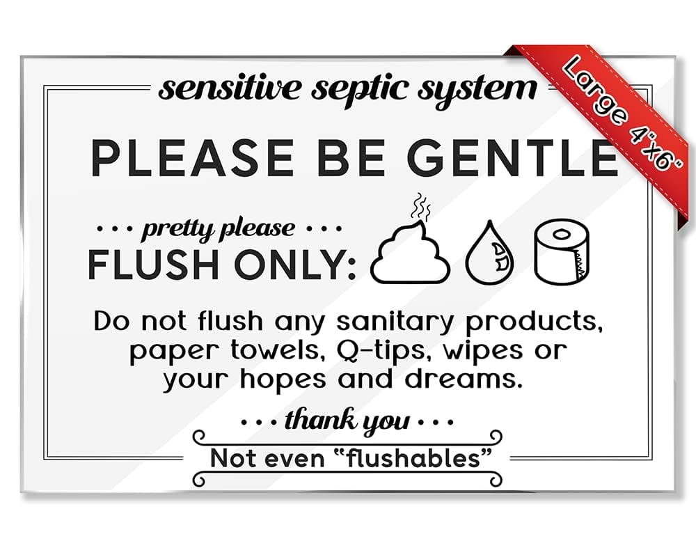 "Please Be Gentle Do Not Flush Any Sanitary Products" Sign, 4x6 Inch ...